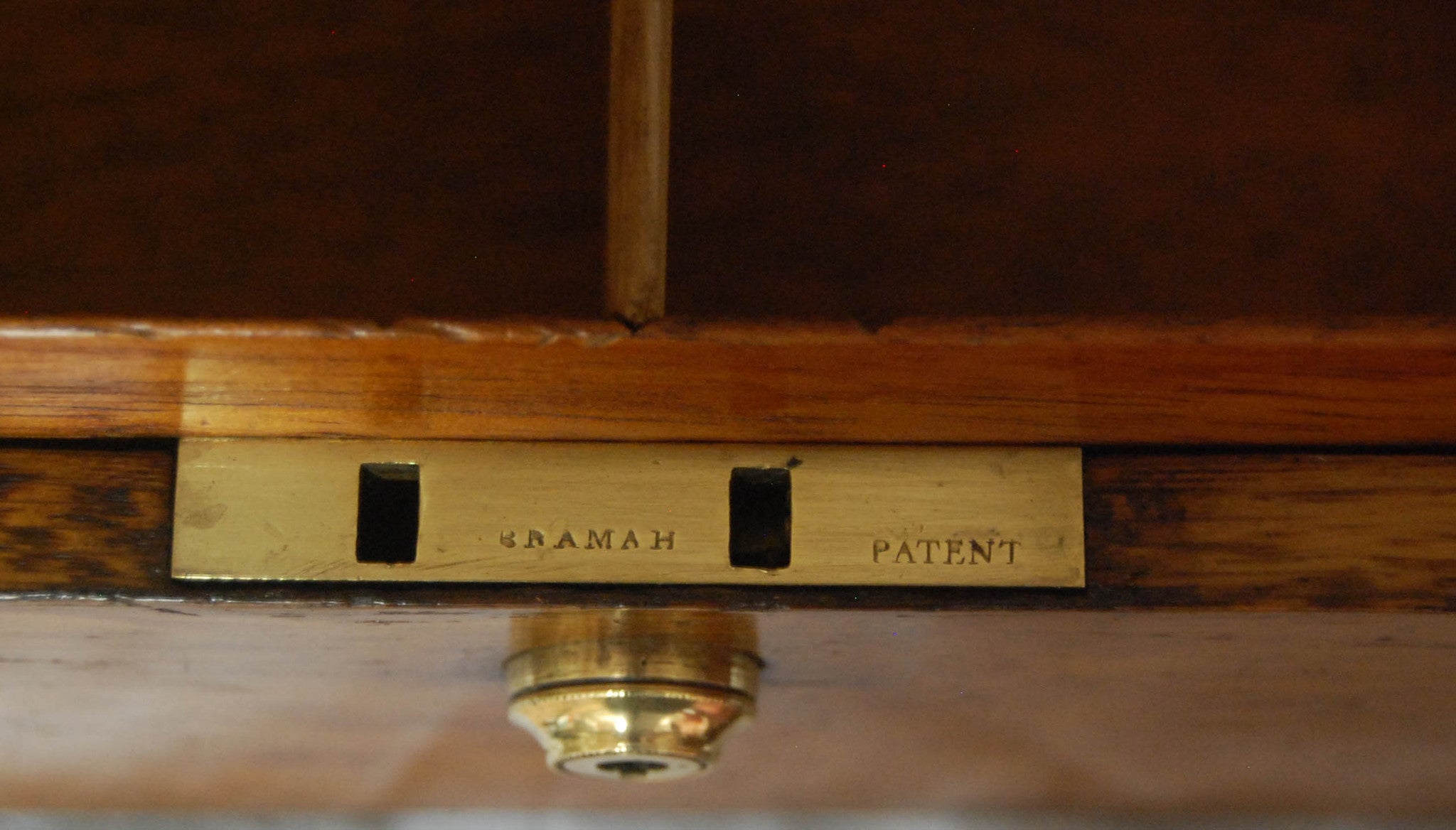 Oak and Brass Two Sectioned Military Campaign Box with Original Bramah ...