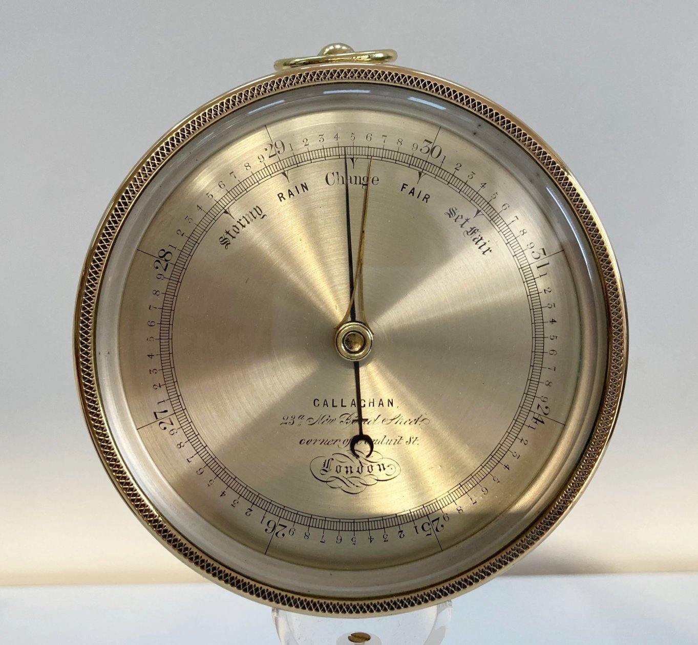 Early Victorian Burr Walnut Cased Aneroid Barometer by Callaghan Bond ...