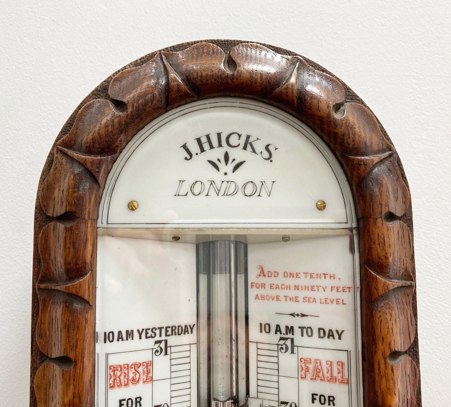 Victorian Carved Oak Admiral Fitzroy Storm Barometer by J Hicks of ...