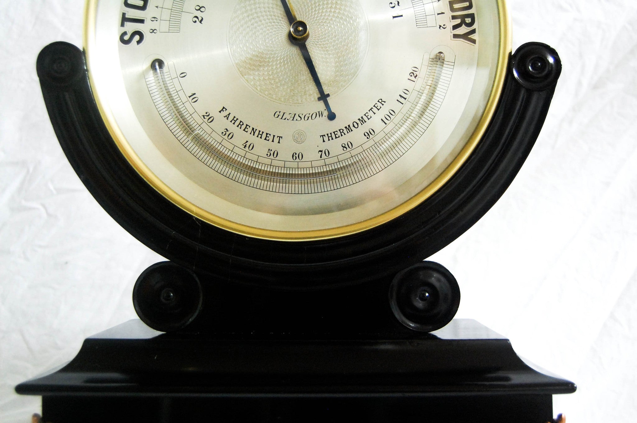 Huge Late Victorian 10" Dial Brass Aneroid Barometer on Ebonised stand ...