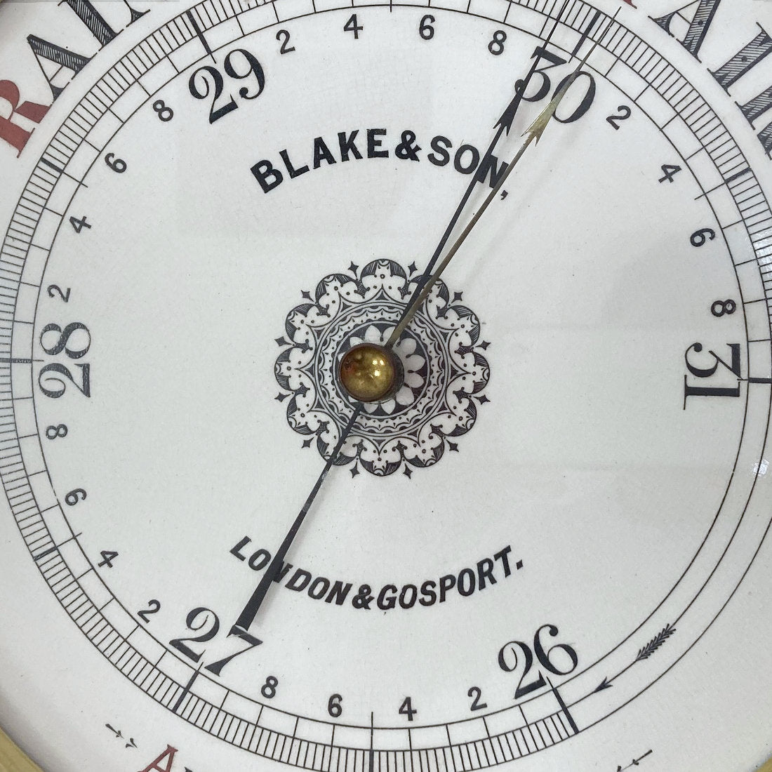 12" Dial Victorian Aneroid Barometer by Blake & Son of London & Gosport ...