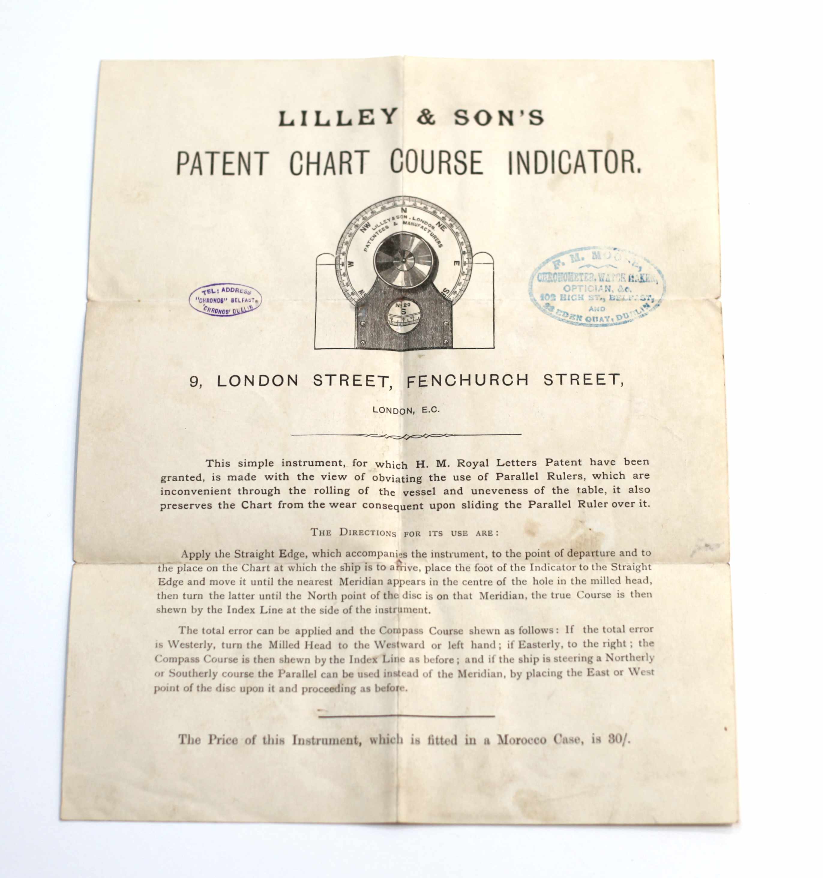 Maritime Patent Chart Course Indicator by John Lilley & Son of London ...