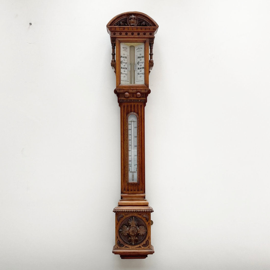 Victorian Golden Oak Stick Barometer by Wood Late Abraham of Liverpool ...