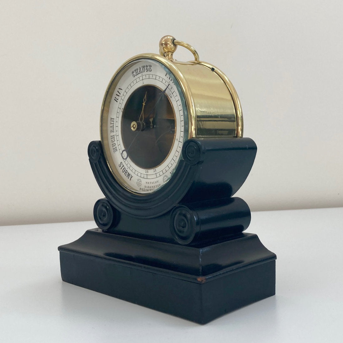 Small Bourdon Aneroid Desk Barometer on Ebonised Stand for Pillischer ...