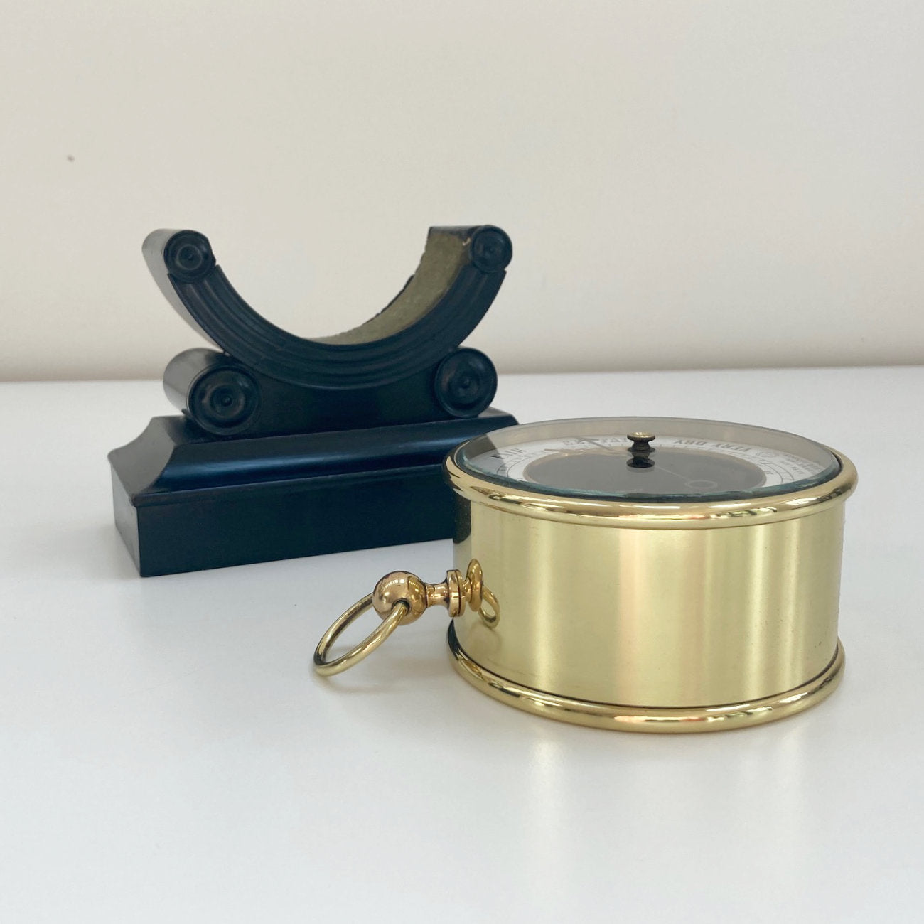 Small Bourdon Aneroid Desk Barometer on Ebonised Stand for Pillischer ...
