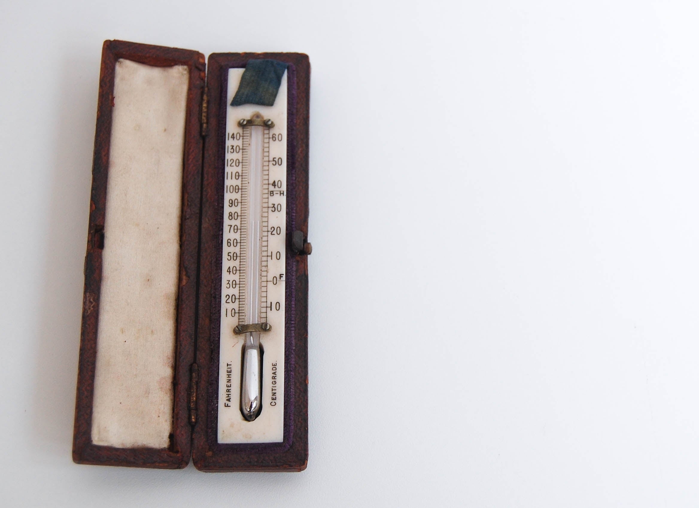 Small Edwardian Leather Cased Travelling Thermometer by WE Pain of ...