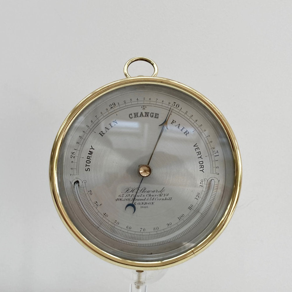 Mid Victorian Brass Aneroid Barometer by JH Steward of London – Jason ...
