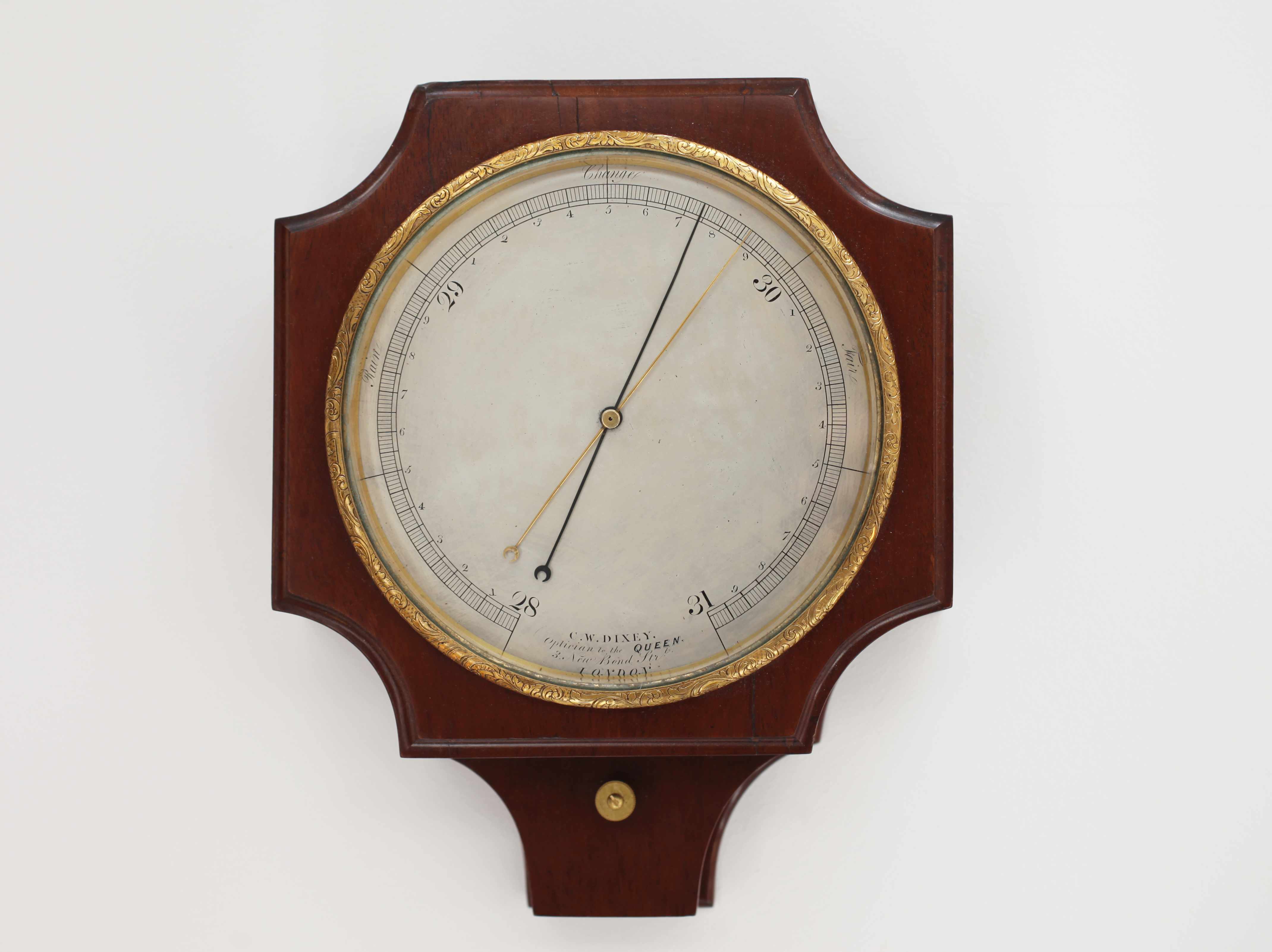 Early Victorian Mahogany Wall Aneroid Barometer by CW Dixey of London ...