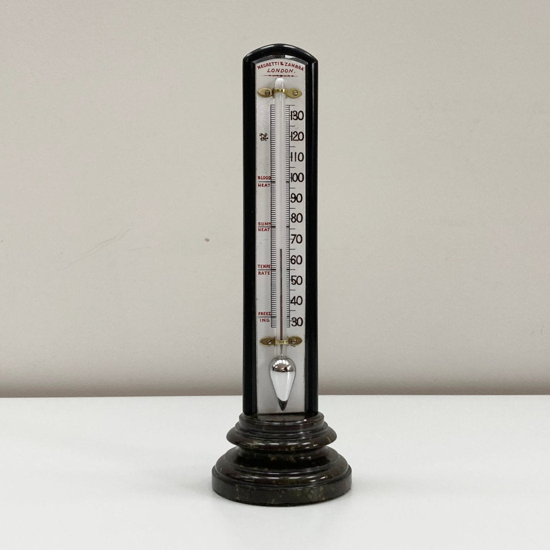 Large Victorian Desk Thermometer on Serpentine Base by Negretti ...