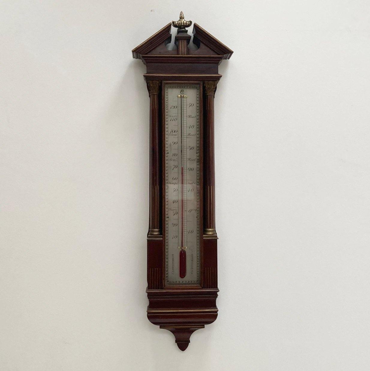 Large Early Victorian Wall Thermometer in Architectural Mahogany Case ...