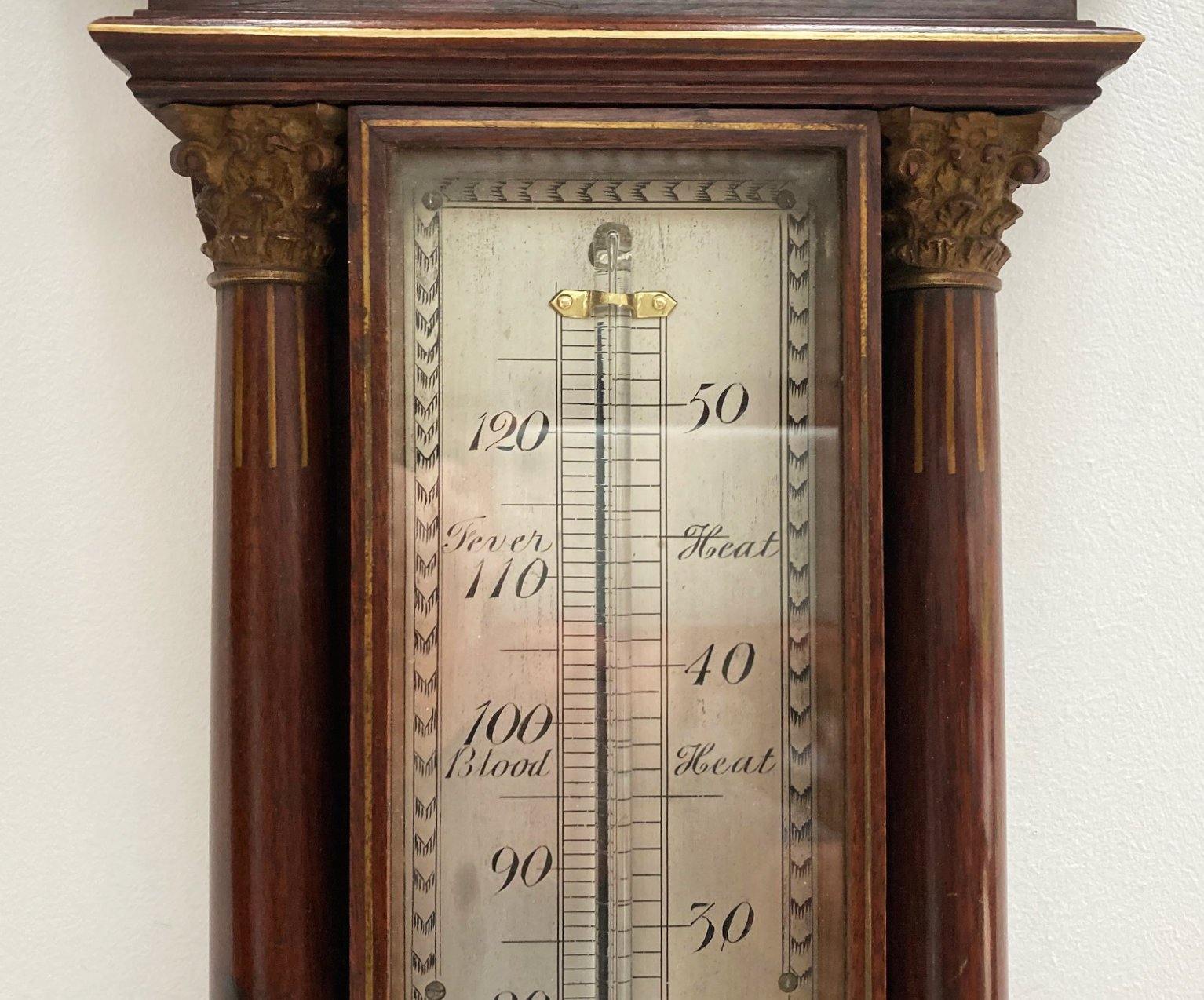 Large Early Victorian Wall Thermometer in Architectural Mahogany Case ...